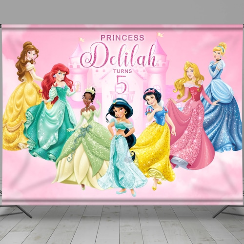 Princess Backdrop Banner Custom Theme Personalized Banner - Etsy