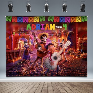 COCO Movie Backdrop Banner, Birthday Background, Miguel Rivera, Héctor ...