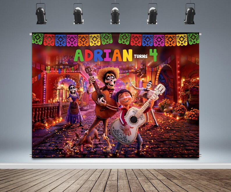 COCO Movie Backdrop Banner, Birthday Background, Miguel Rivera, Héctor ...