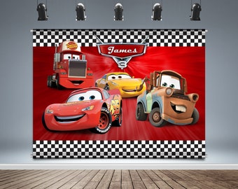 Disney Cars Backdrop Banner Birthday Theme Race Car | Etsy