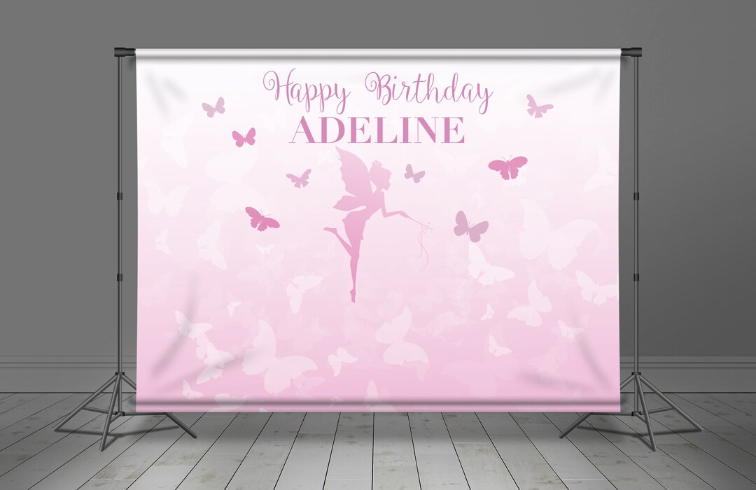 Fairy Butterfly Backdrop Banner, Girl Background, Baby Shower, Birthday ...