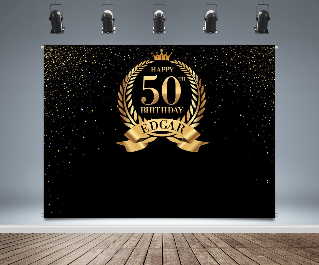 50th Birthday Backdrop Banner, Anniversary, Wedding, Sweet 16, Sparkle ...