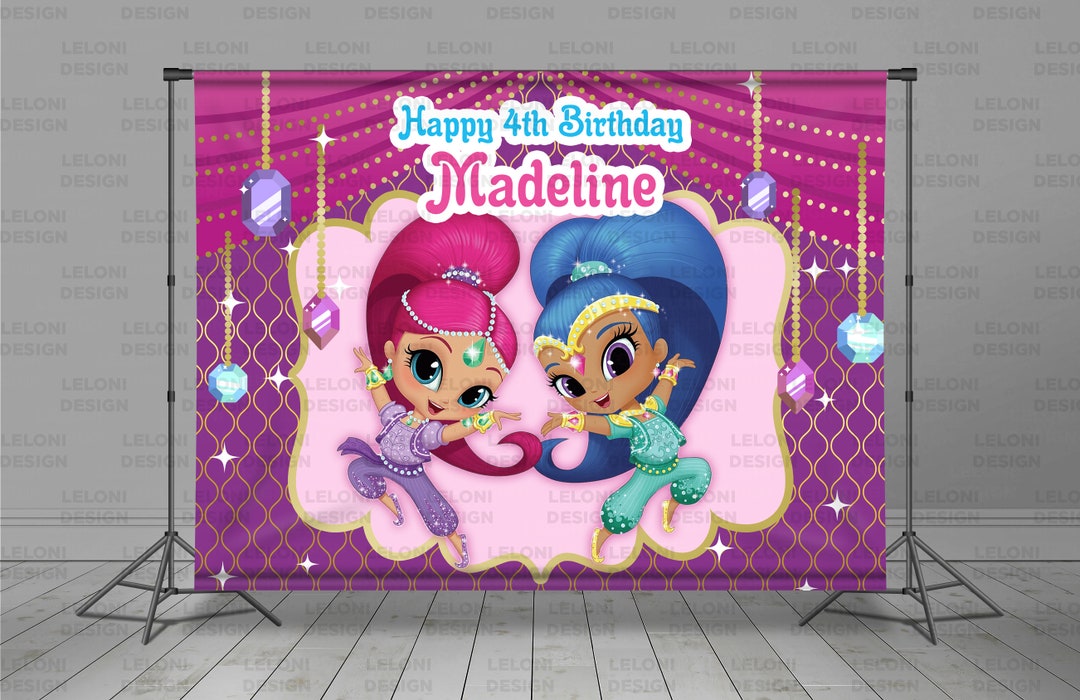 Shimmer and Shine Backdrop Banner, Birthday, Baby Shower, Pink and ...