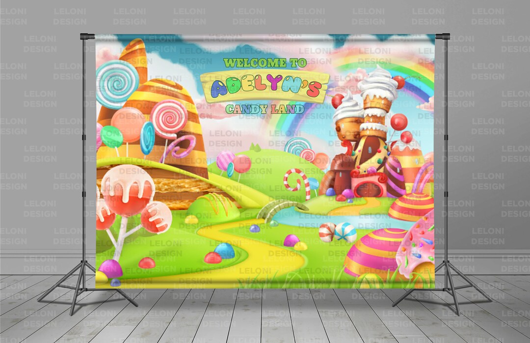 Candyland, Backdrop Banner, Candy Shop, Candy Bar, Colorfull, Birthday ...