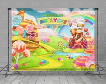 Candy Bar Backdrop Banner Birthday Background Lollipop | Etsy