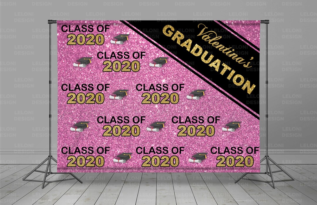 Graduation Backdrop, Class of 2021, Pink and Gold Backdrop, Custom Grad ...