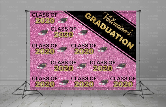 Graduation Backdrop Class Of 2021 Pink And Gold Backdrop | Etsy