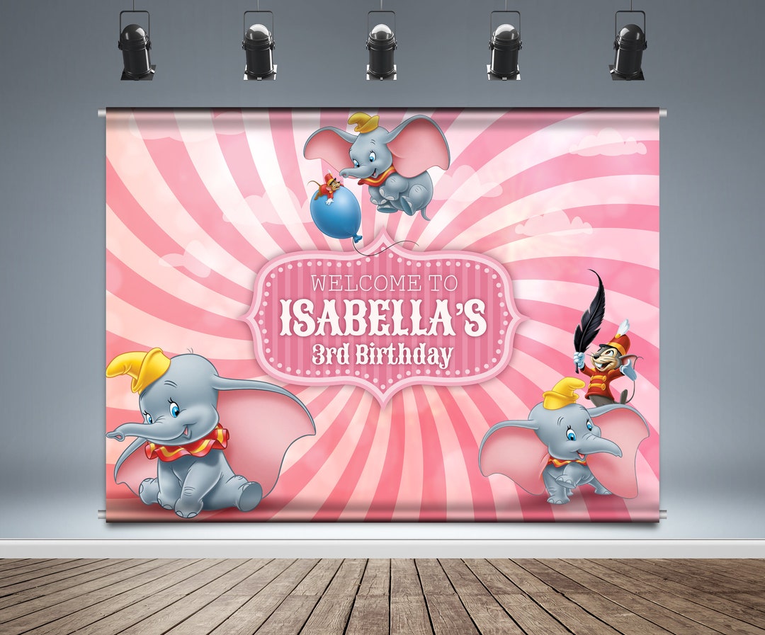 Dumbo Vintage Backdrop Banner, Carnival Circus, Girl Birthday ...
