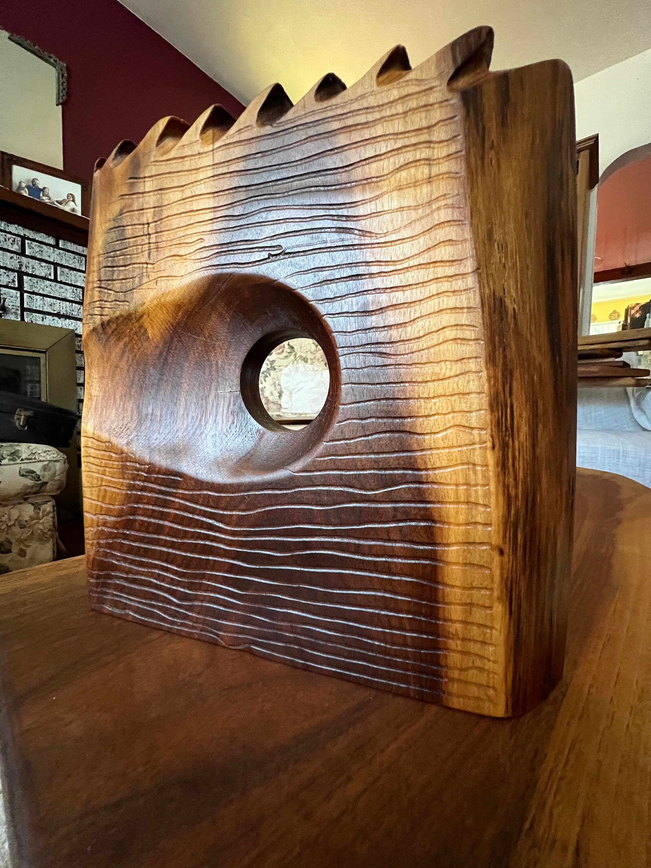 Modern Hand Carved Walnut Decor - Etsy