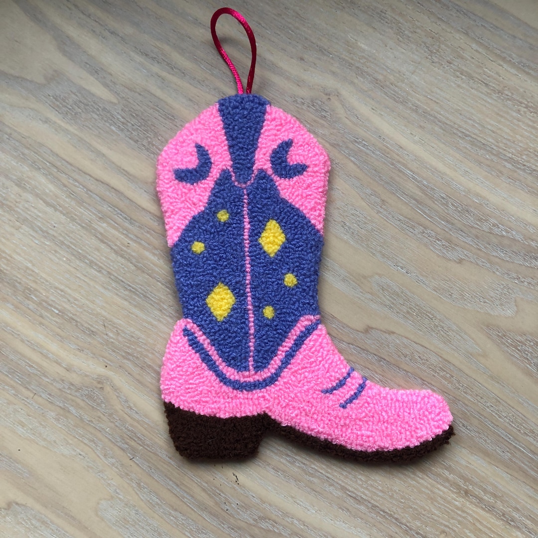 Cowgirl Boots Handmade Punch Needle Wall Hanging - Etsy