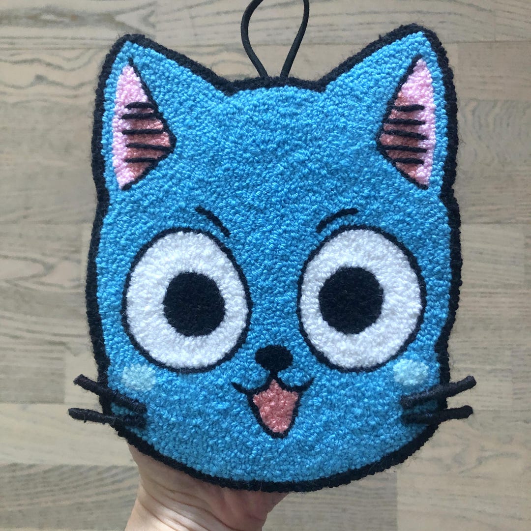 Fairy Tail Happy Inspired Handmade Punch Needle Wall Hanging - Etsy