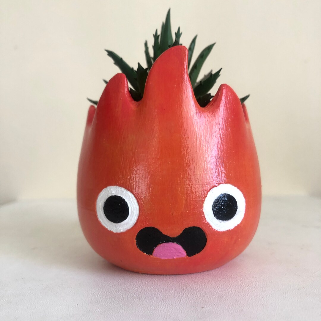 3D Printed Fire Demon Flower Pot - Hand Painted Planter - Etsy