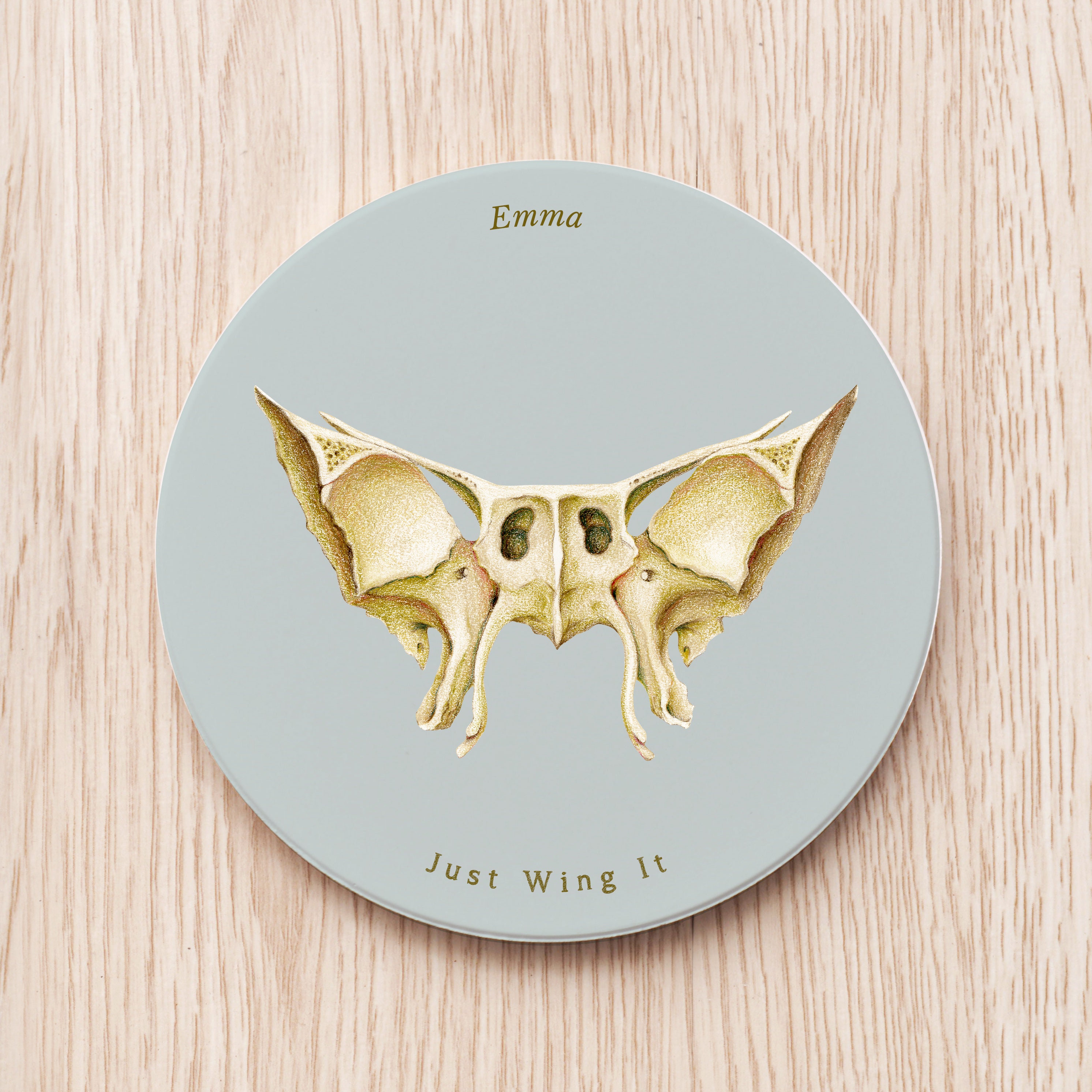 Sphenoid Bone Ceramic Coaster ( Butterfly Bone in Skull, Personalized ...
