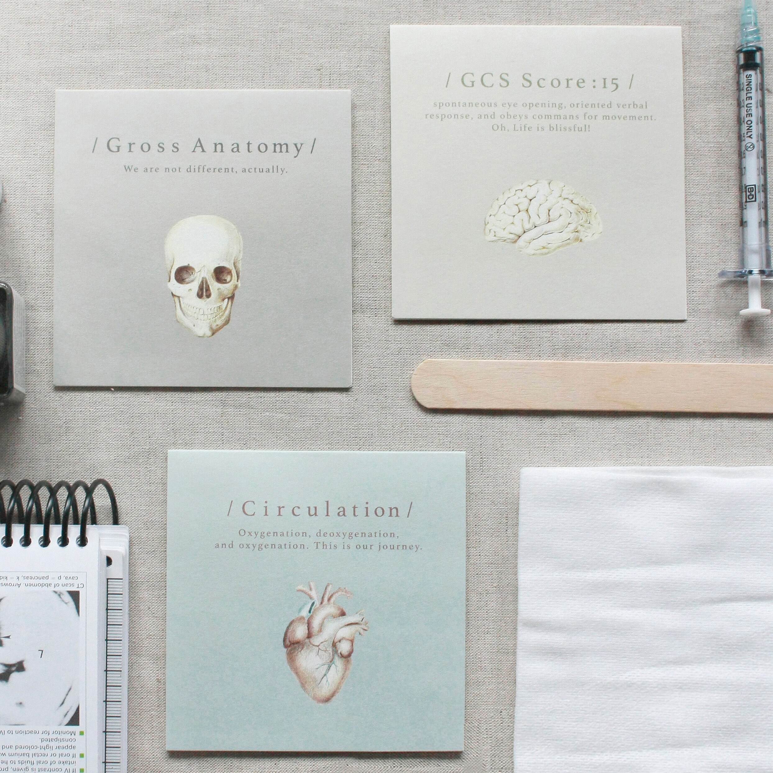 Medical Art Greeting Card, Brain, Skull, Heart, Gift for Doctor ...