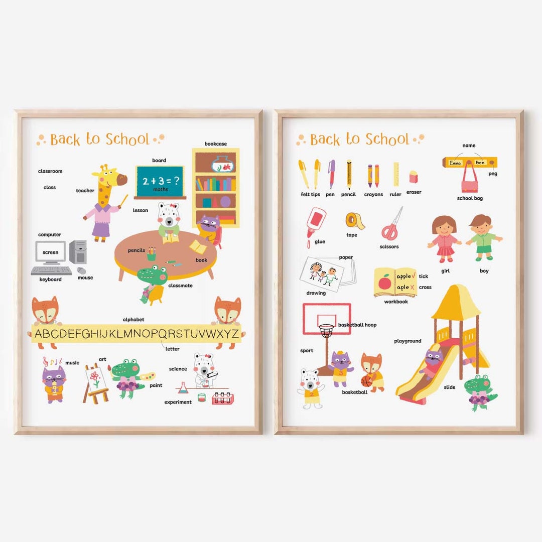 Back to School Educational Poster Set of 2 Classroom Playroom ...