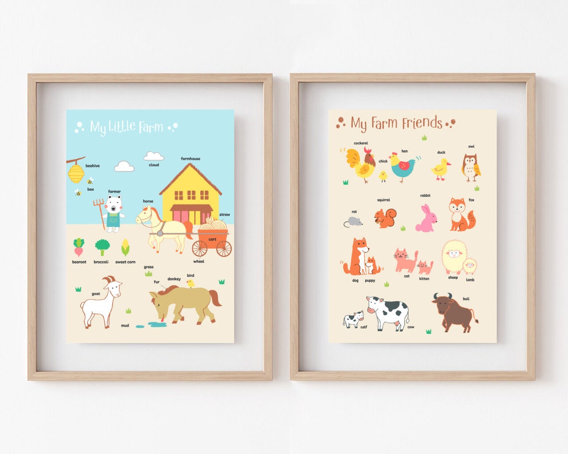 Farm Animal Educational Poster Set of 2 Classroom Decor - Etsy Canada