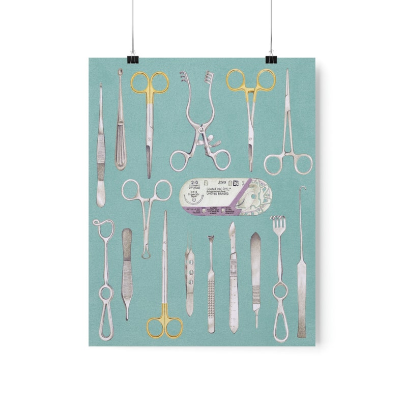 Surgical Instrument Wall Art Print Painting Surgeon Medtech Scrubbing ...