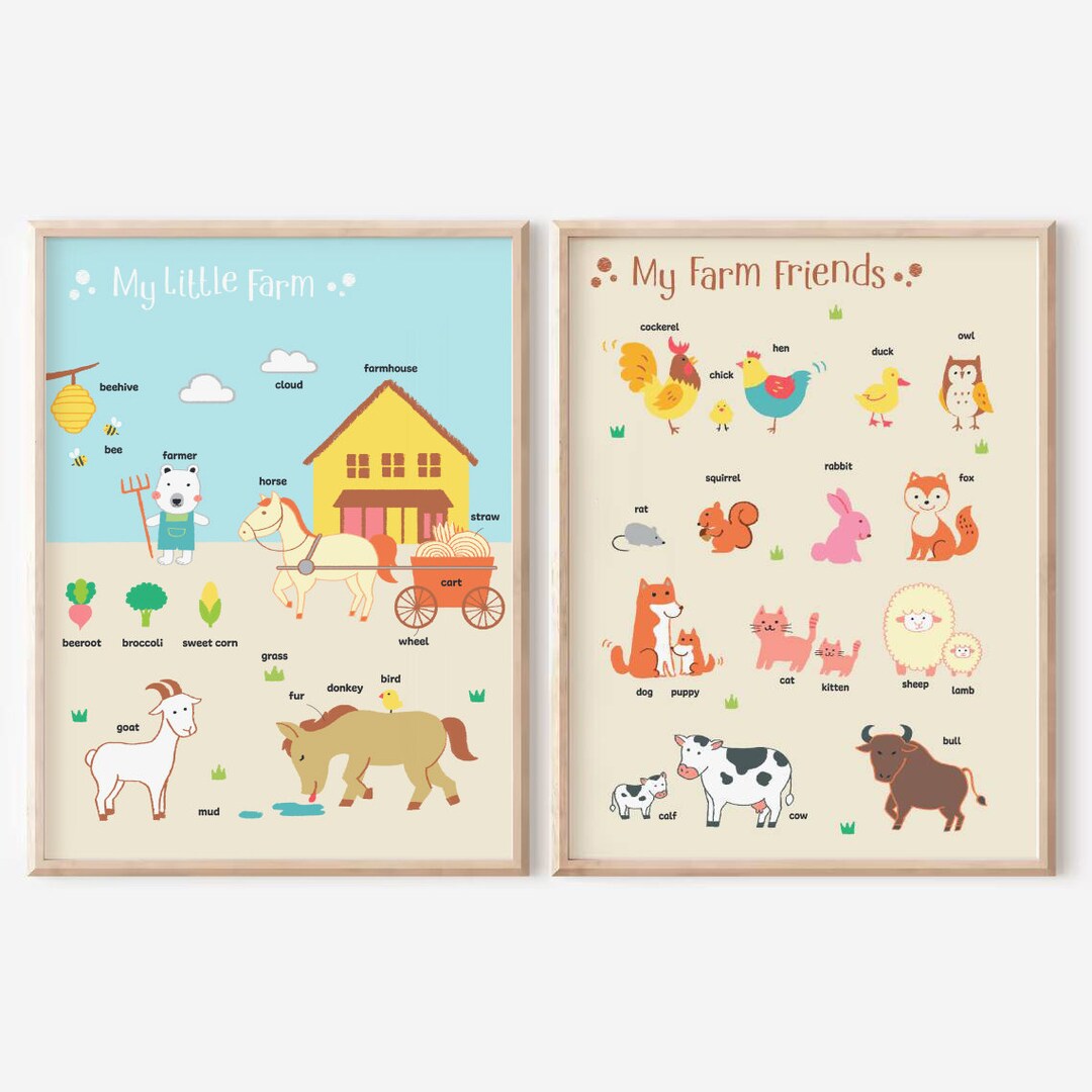 Farm Animal Educational Poster Set of 2 Classroom Decor - Etsy
