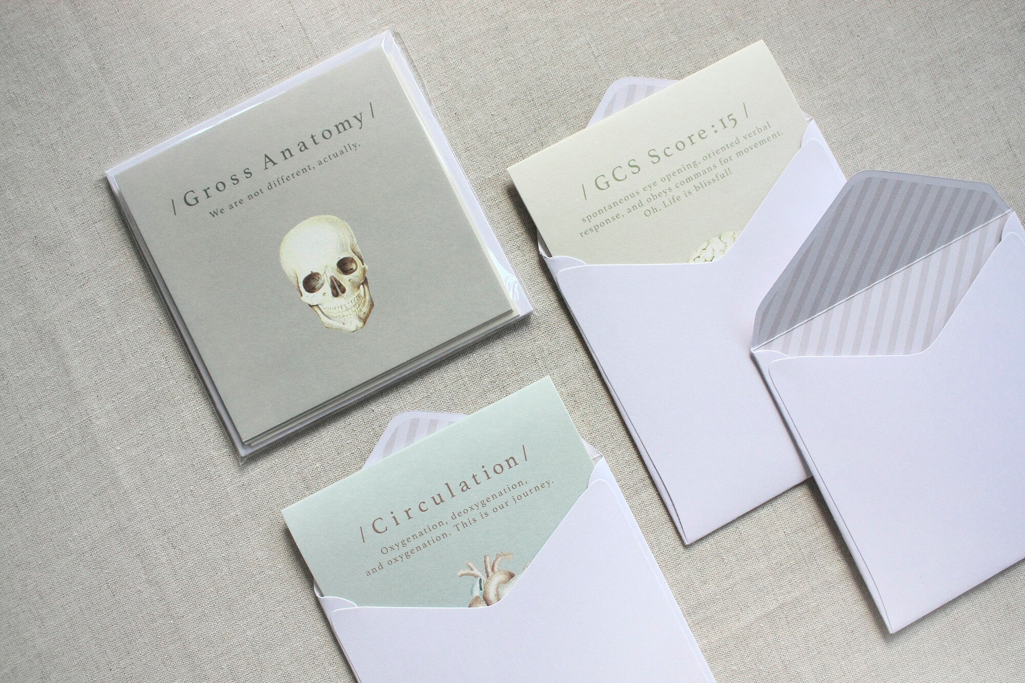 Medical Art Greeting Card, Brain, Skull, Heart, Gift for Doctor ...