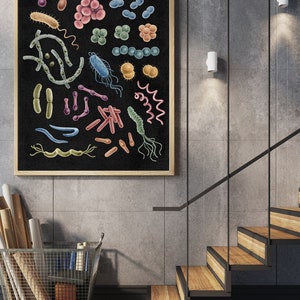 Bacteria Art Print Poster Microbiology Science Bioscience Biotechnology ...