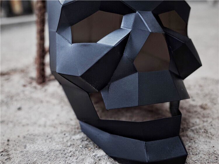 Skull Halloween Mask Costume Decor Crafting Template, Low Poly Skeleton ...