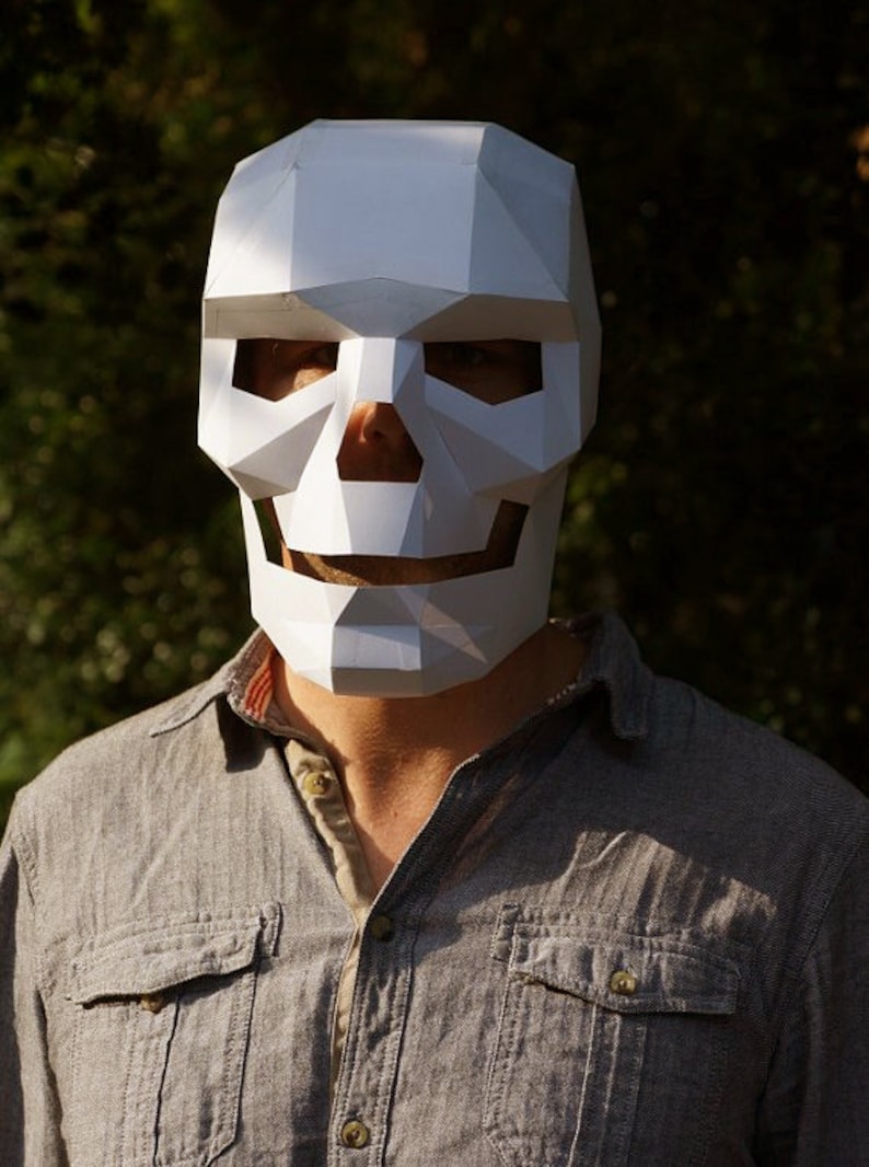 Skull Halloween Mask Costume Decor Crafting Template, Low Poly Skeleton ...