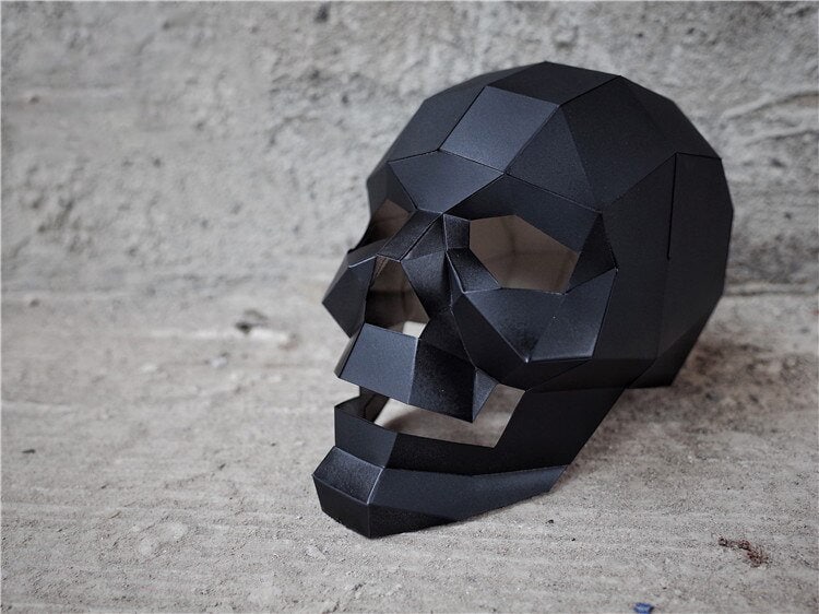 Skull Halloween Mask Costume Decor Crafting Template, Low Poly Skeleton ...