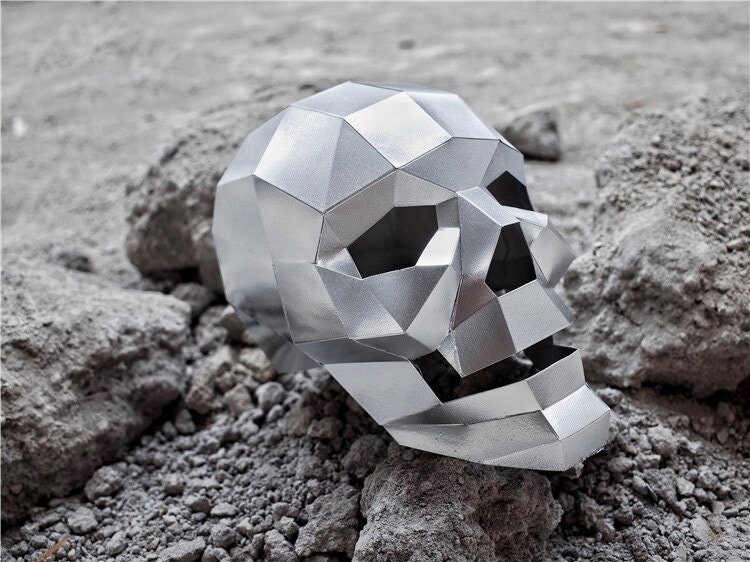 Skull Halloween Mask Costume Decor Crafting Template, Low Poly Skeleton ...