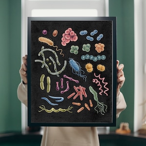 Bacteria Art Print Poster Microbiology Science Bioscience Biotechnology ...