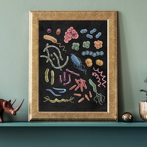 Bacteria Art Print Poster Microbiology Science Bioscience Biotechnology ...