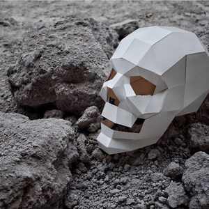 Skull Halloween Mask Costume Decor Crafting Template, Low Poly Skeleton ...