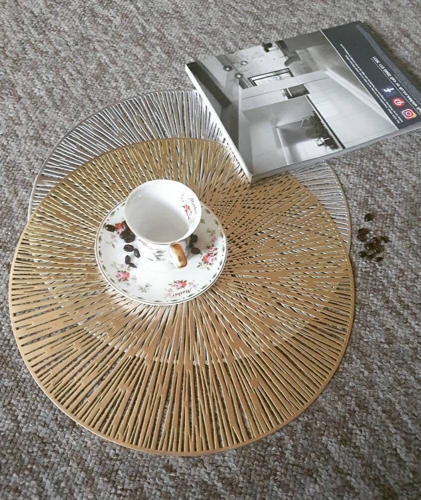 4 pcs 38cm Table Mat Placement Dinner Kitchen Decor Round Gold | Etsy