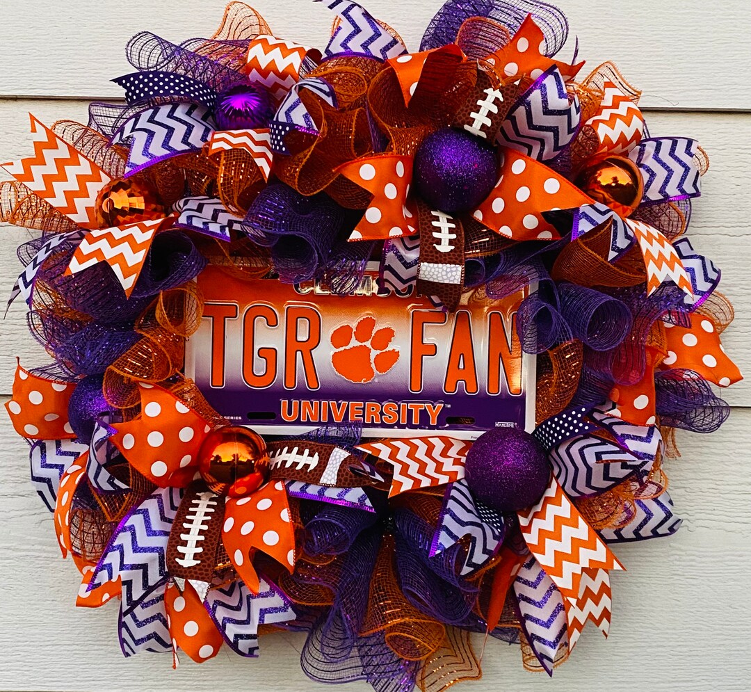 24" Clemson University Wreath Tigers - Etsy