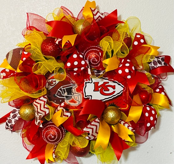 Kansas City Chiefs Wreath 24 Football | Etsy