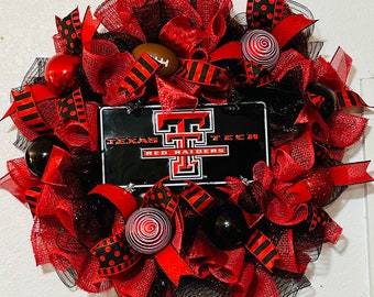 Texas Tech Wreath - Red Raiders - Texas Tech University - TTU - Etsy