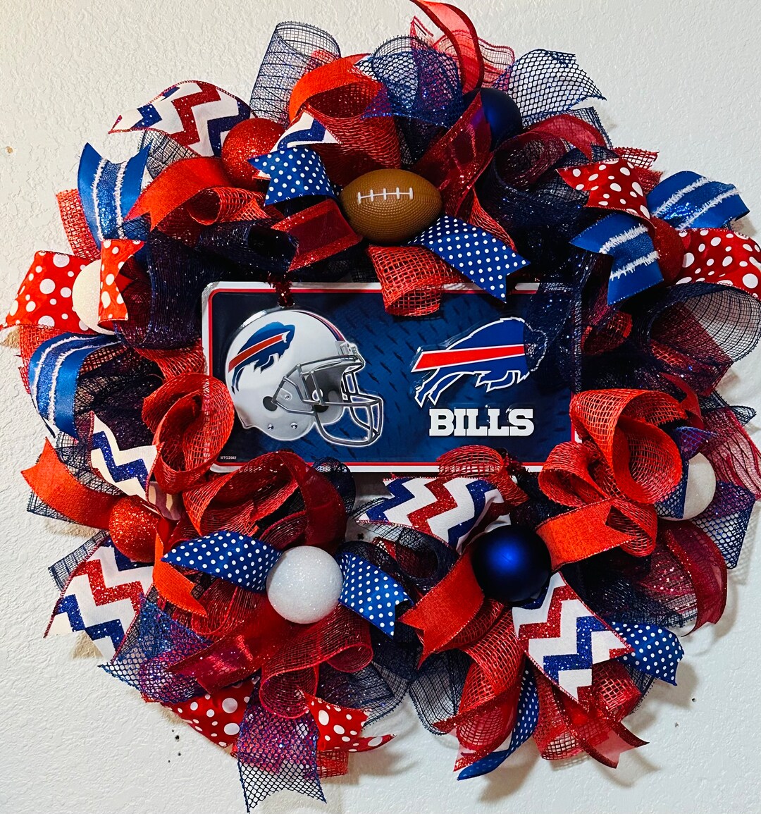 Buffalo Bills Wreath Football Man Cave Front Door Wall - Etsy