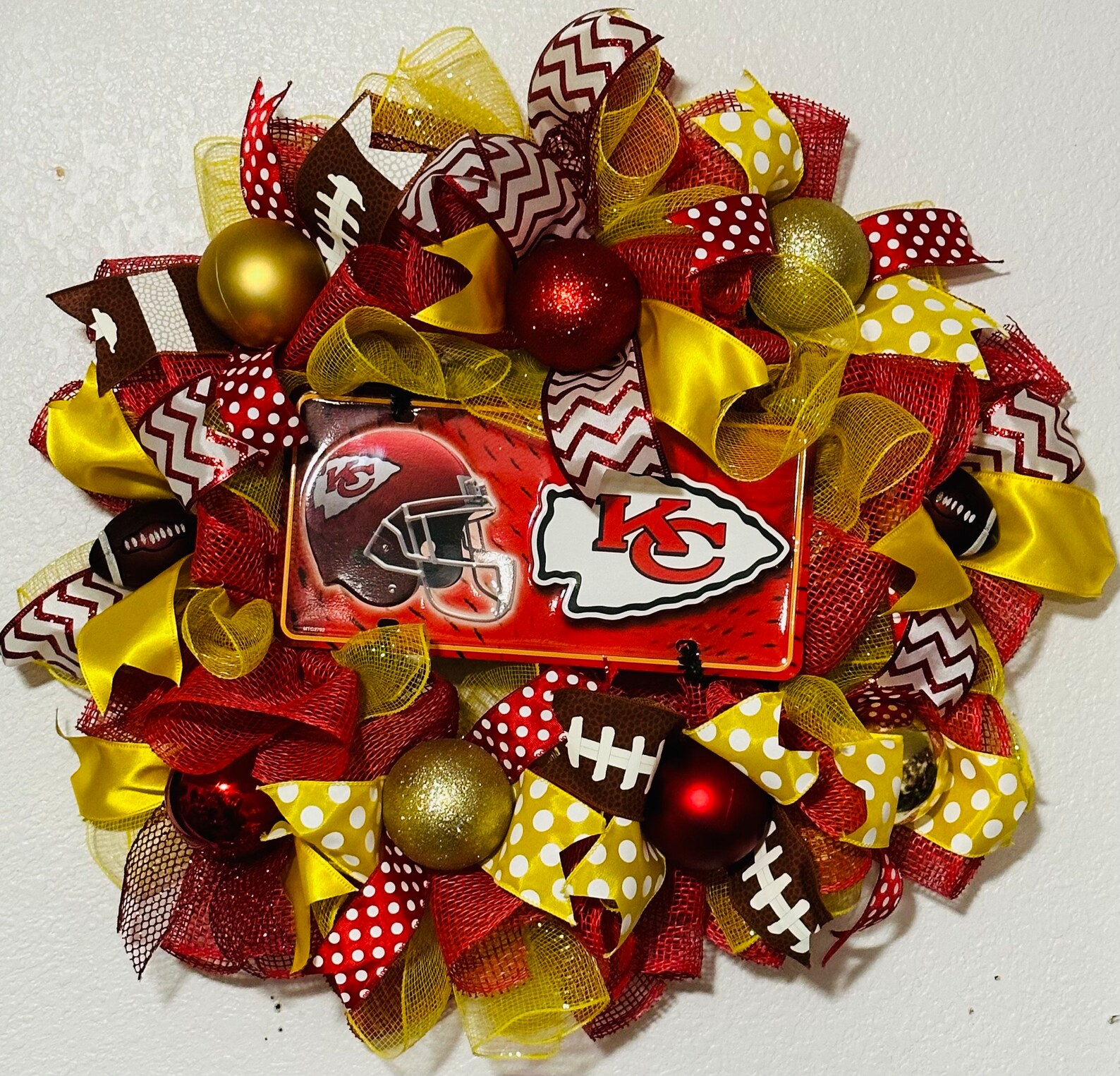 Kansas City Chiefs Wreath 24 Football - Etsy