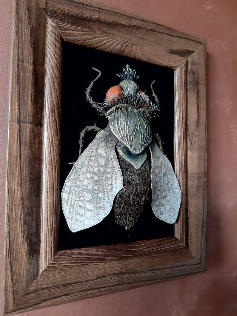 Insect in the Frame. Unique Artwork Handmade Textile Fly. - Etsy