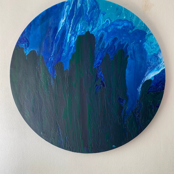 Arte abstracto azul - Etsy España