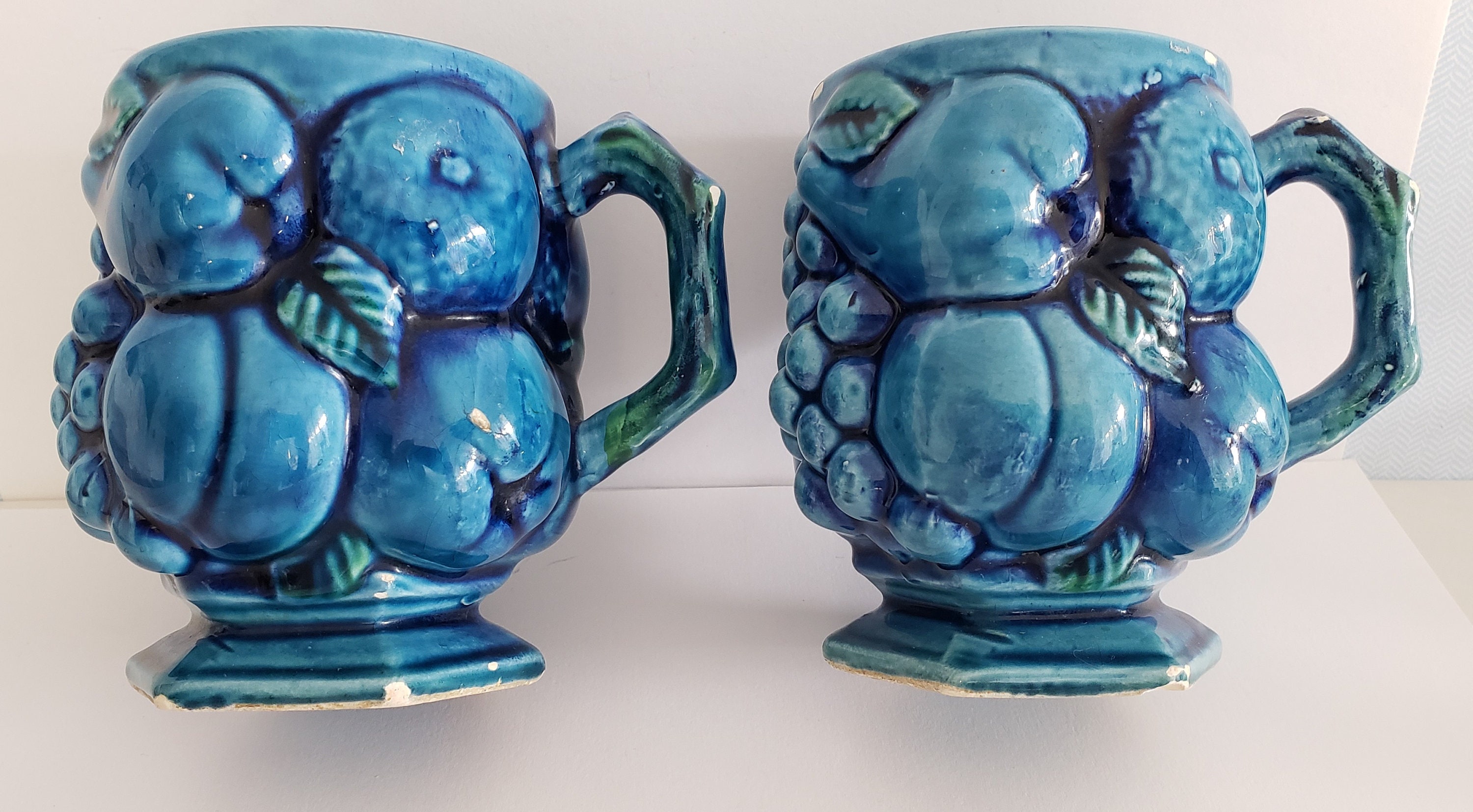 Vintage INARCO Pottery Mug Mood Indigo Blue Coffee Cup E2431 - Etsy