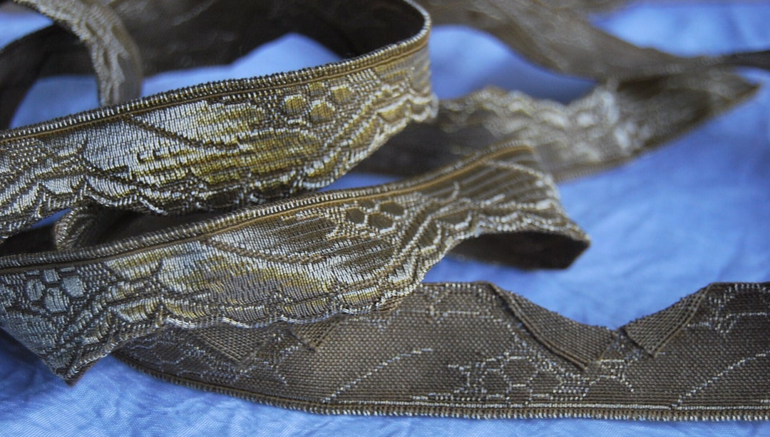 4 M Antique Heavy Beautiful Old Gold Braid Gold Monastery Work Brocade ...