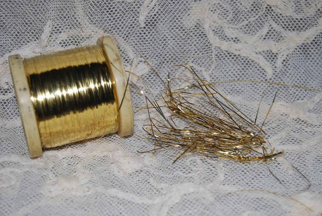 184 Grams, 1 Spool of Ancient Antique Gold Genuine Metal Thread ...