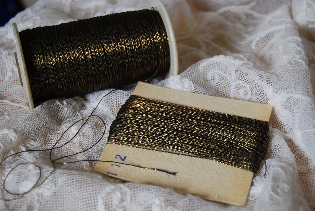 50 M Ancient Antique Gold Spun Embroidery Thread Embroidery Thread Gold ...