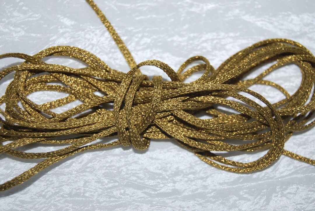6 M Gold Old Gold Antique Ancient Cord Braid Brocade Brocade Cord Metal ...