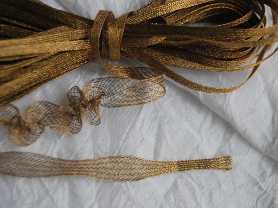 10 M Antique Ancient Real Metal Gold Brocade Border Ribbon Braid HEAVY ...