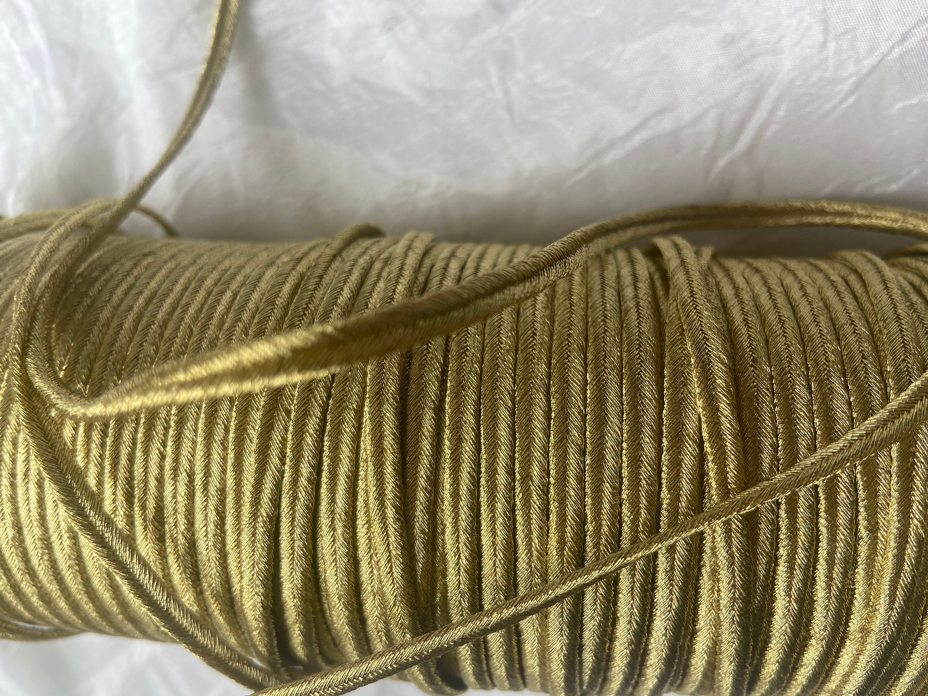 5 M Old Gold Soutache Ribbon Braid Uniform Upholstery Soutage Approx. 3 ...