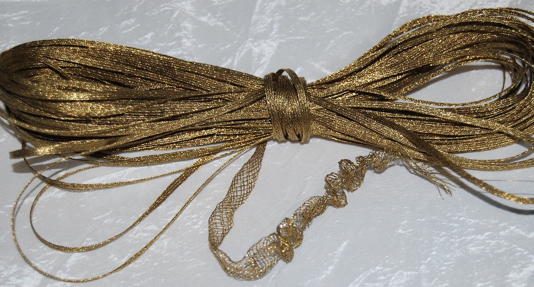 10 m de ruban de bordure en brocart antique en or véritable, magnifique ...