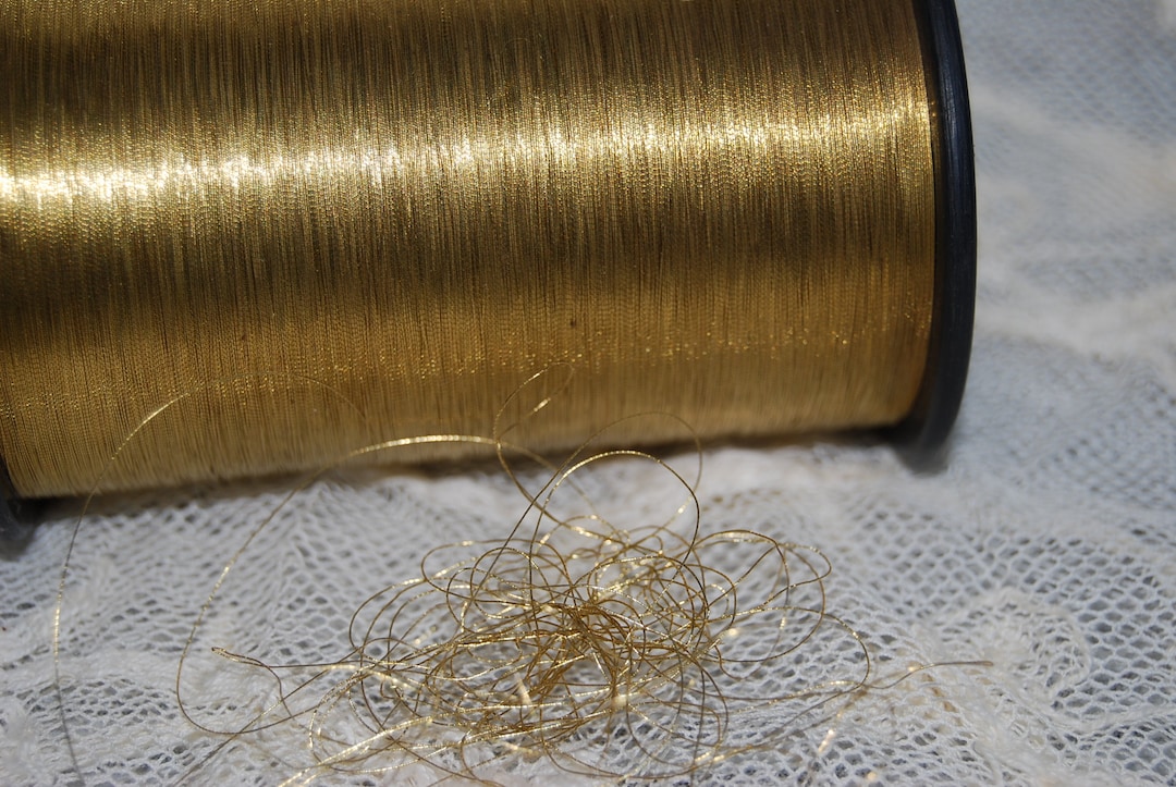 1 Large Spool Ancient Antique Gold Real Metal Thread Monastery Work ...