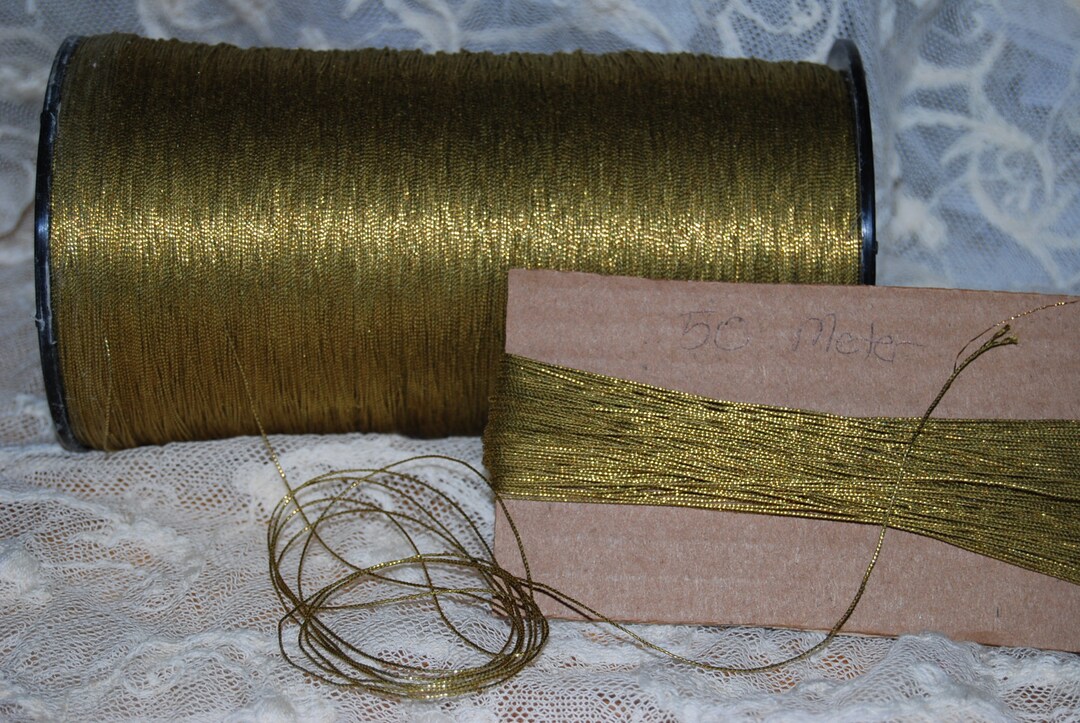 50 M Old Antique Gold Thread Embroidery Thread Embroidery Floss Gold ...