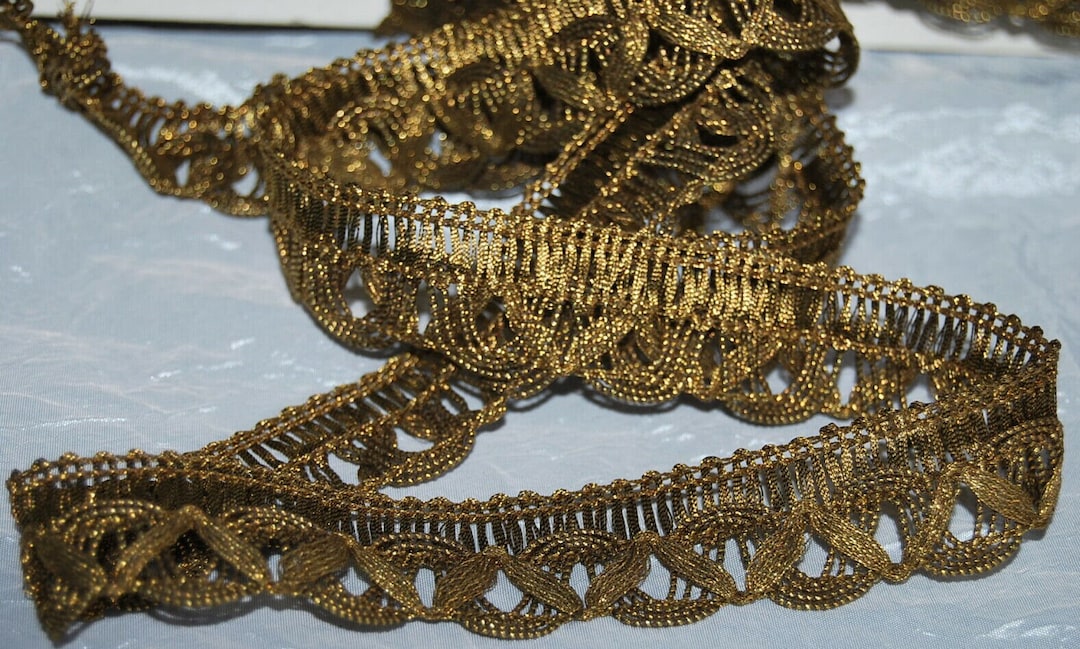 2 M Beautiful Old Antique Gold Braid Brocade Braid Monastery Work ...